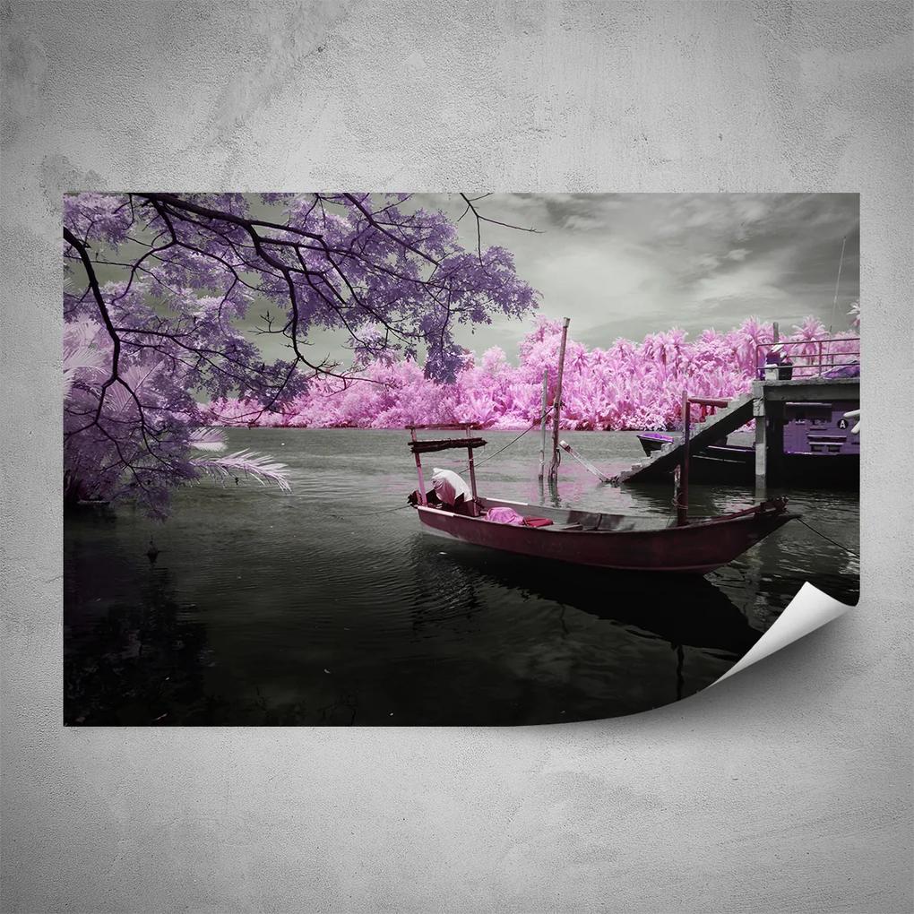 Plakát - Růžová lodička (60x40 cm) - PopyDesign