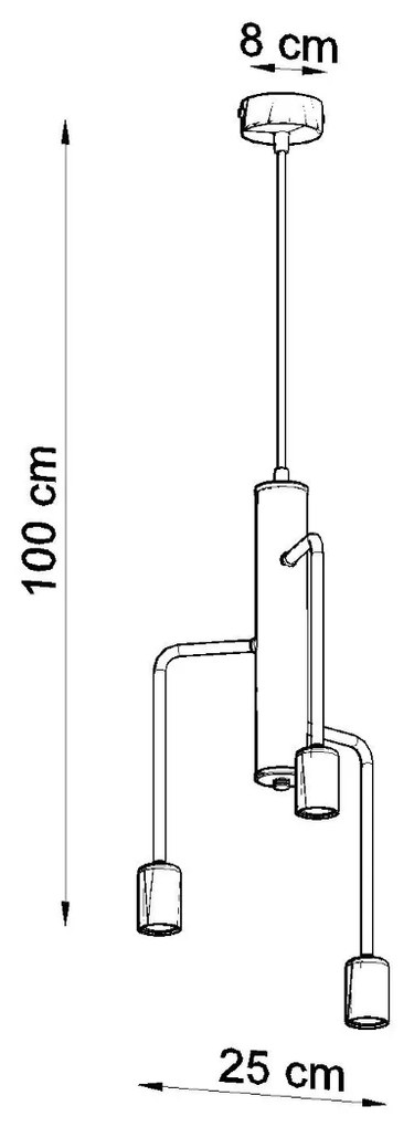 Lustr Duomo 3, černé tělo svítidla, m