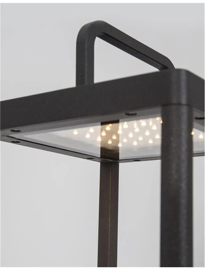 Nova Luce Venkovní stojací lampa BALI antracitový hliník LED 2W 3000K 5V, IP65 solární / USB kabel / vypínač na těle / stmívatelné