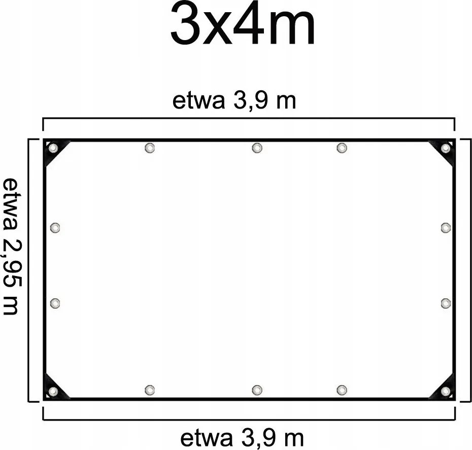 3x4 m Průhledná Zahradní Vyztužená Plachta na auto, terasa, altán