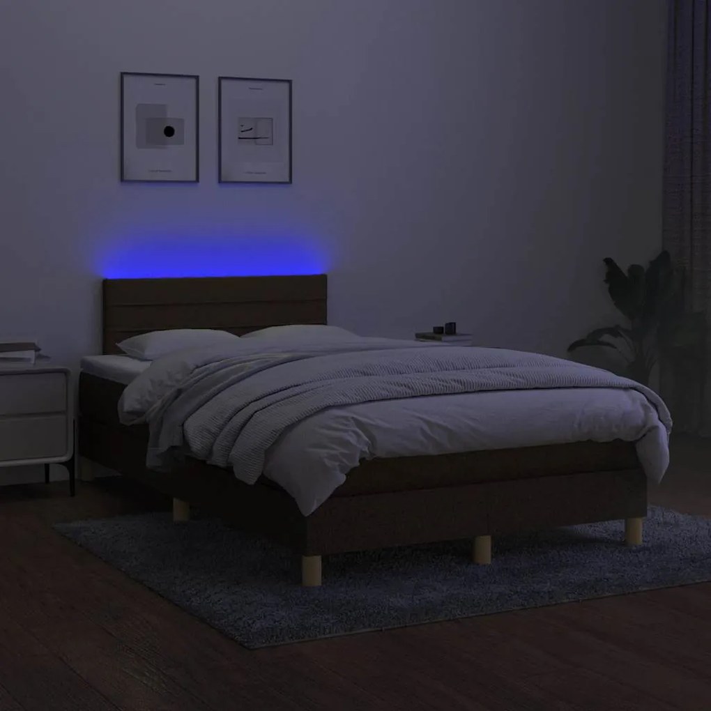 Box spring postel s matrací a LED tmavě hnědá 120x190 cm textil 3270098