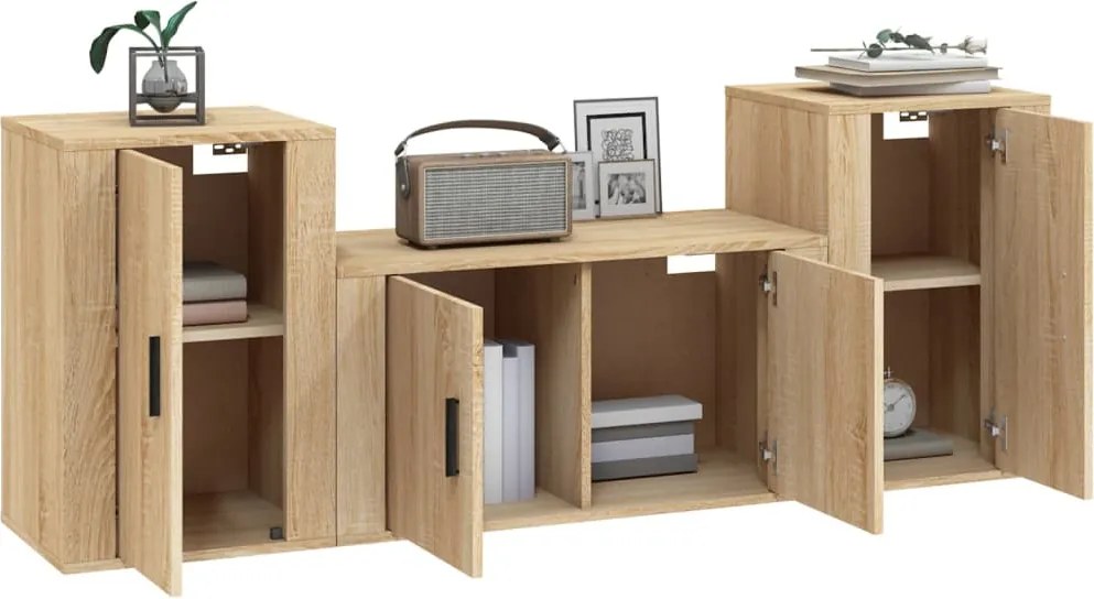 3dílný set TV skříněk dub sonoma kompozitní dřevo 3188505