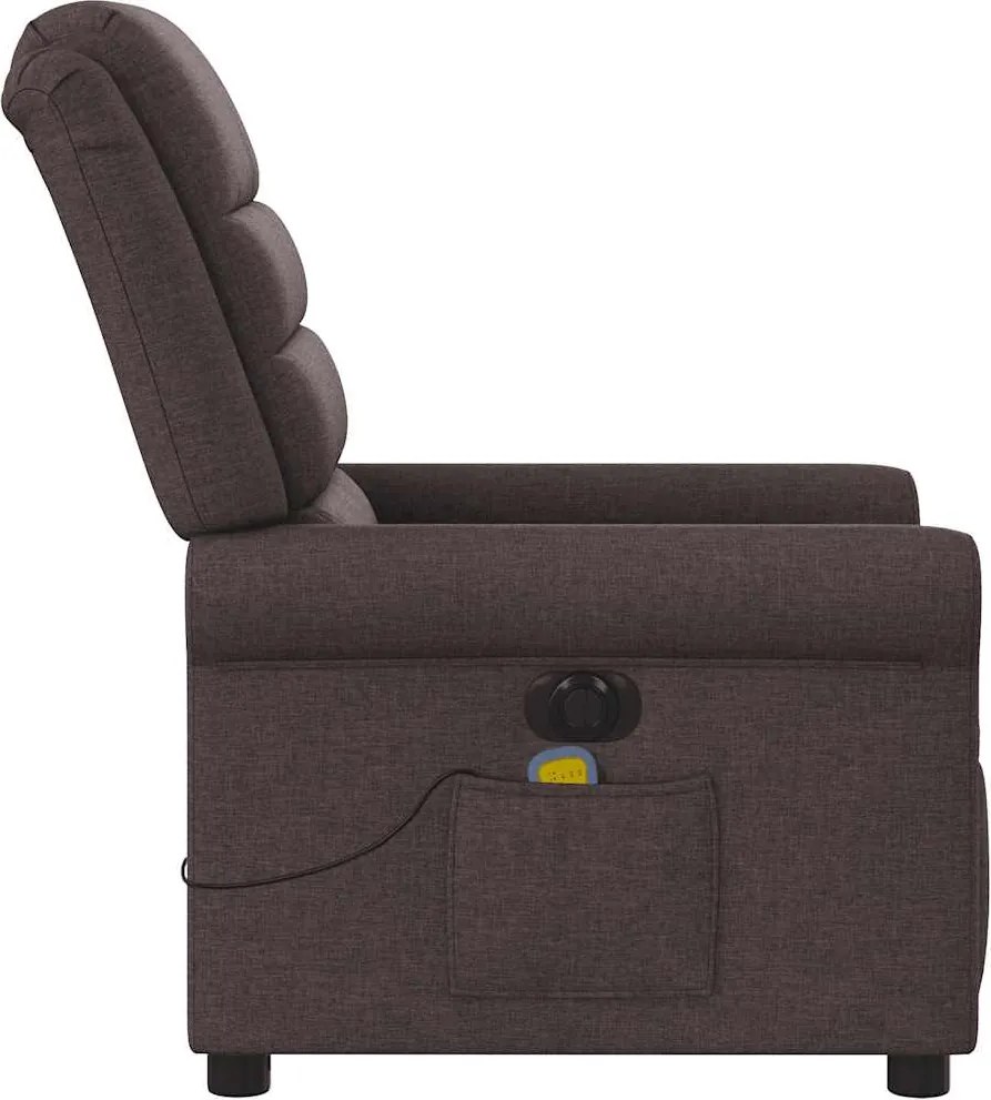 Elektrické masážní polohovací křeslo tmavě hnědé textil 3303309