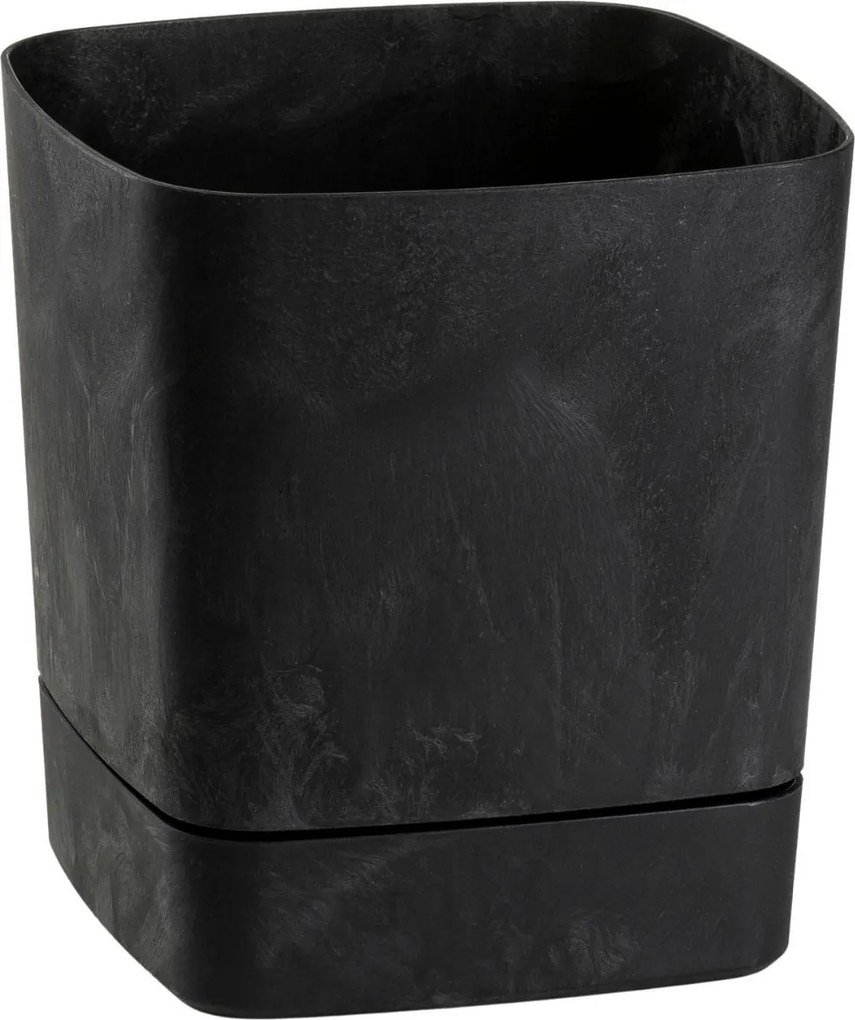 Plastový květináč s podmiskou Cubi 16x16 cm - výběr z 6 provedení