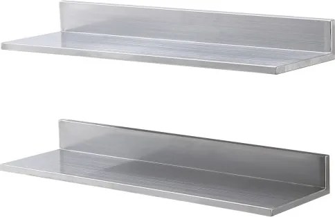 21,8 × 76,2 cm police z nerezové oceli, nástěnná plovoucí police s backsplash
