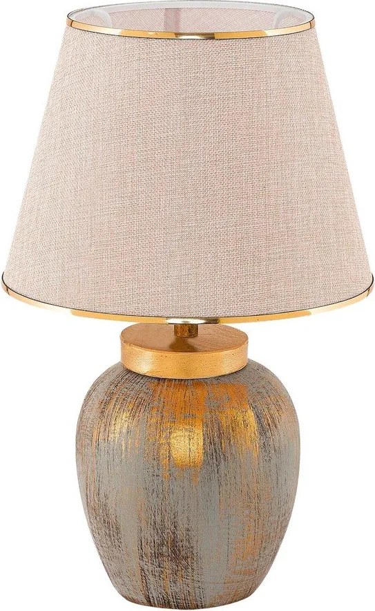 Krémová/ve zlaté barvě stolní lampa s textilním stínidlem (výška 47 cm) Yakamoz – Opviq lights