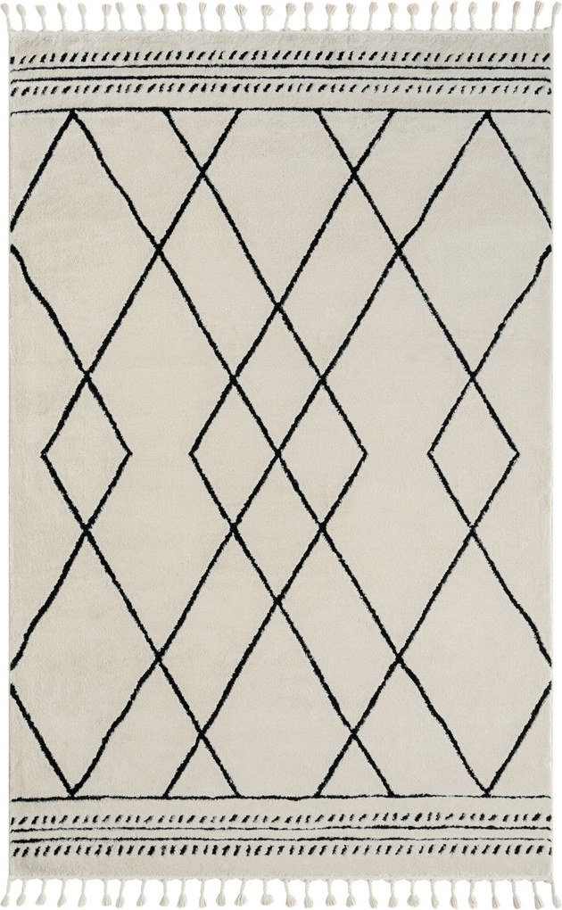 My Flair, Kusový koberec Moroccan Desert weiß/schwarz kruh, 140x140 (průměr) kruh, černobílá, ložnice