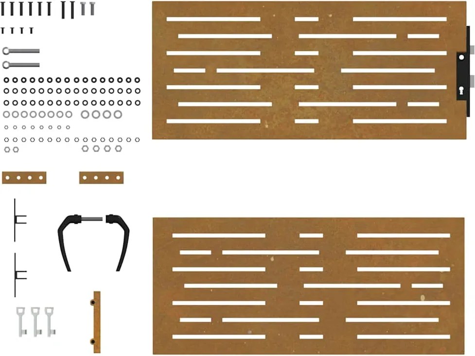 Zahradní branka 85 x 100 cm z corten oceli čtvercový design 153245