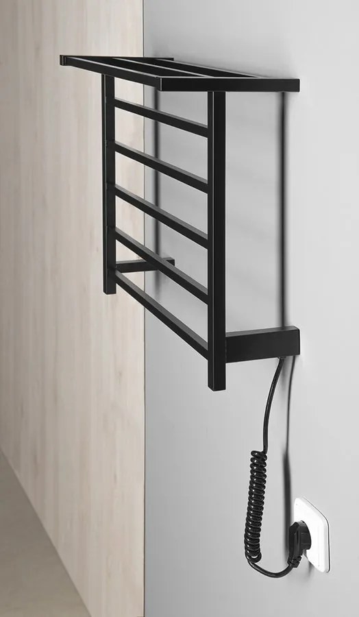 Sapho, ELZOR Elektrický sušák ručníků 500x470mm, 60W, černá matná, EB510