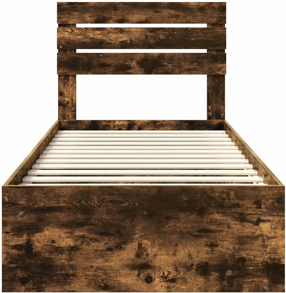 Rám postele Kouřový dub 100 x 200 cm Masivní borové dřevo 3411451