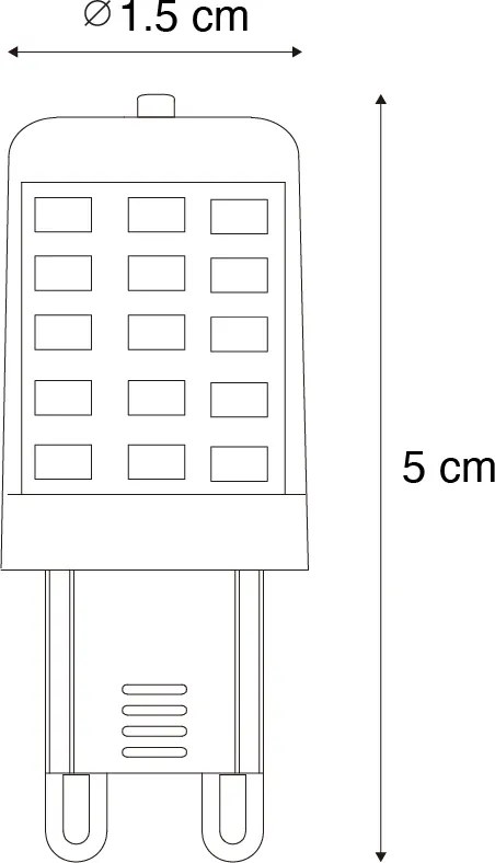 Sada 5 stmívatelných LED žárovek G9 opál 3W 250lm 2200K