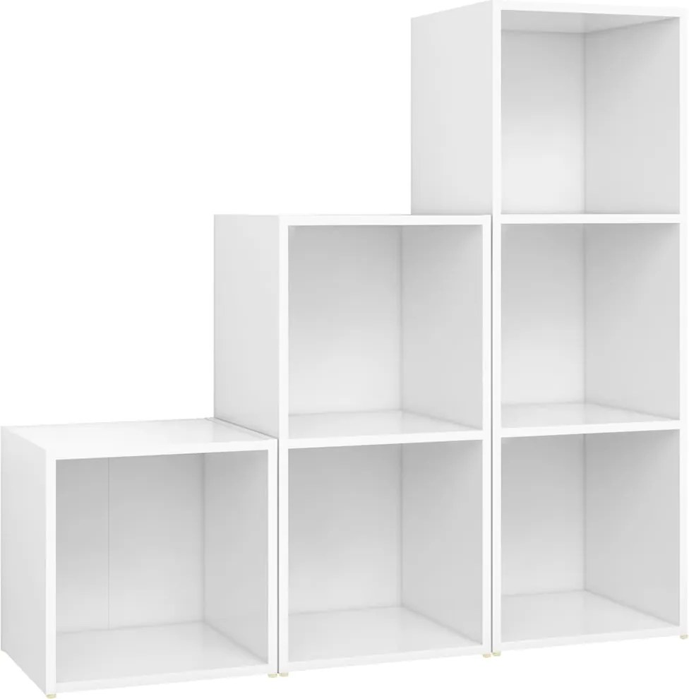 3dílný set TV skříněk bílý dřevotříska 3080078