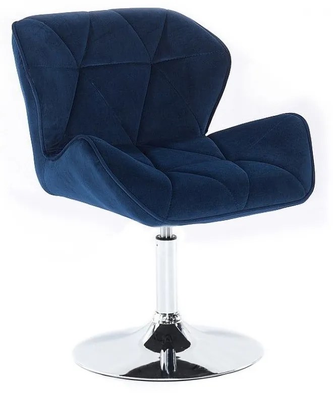 LuxuryForm DESIGN Otočná židle MILANO VELUR na stříbrném talíři - modrá