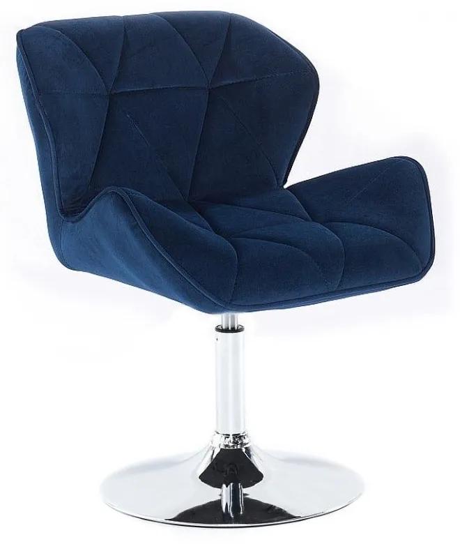 LuxuryForm Židle MILANO VELUR na stříbrném talíři - modrá
