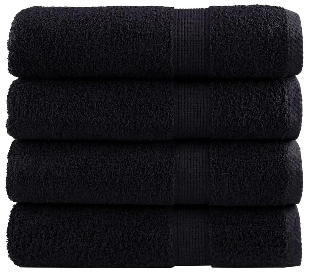 Premium ručníky SOLUND 4 ks černé 70 x 140 cm 600 g/m² 137429