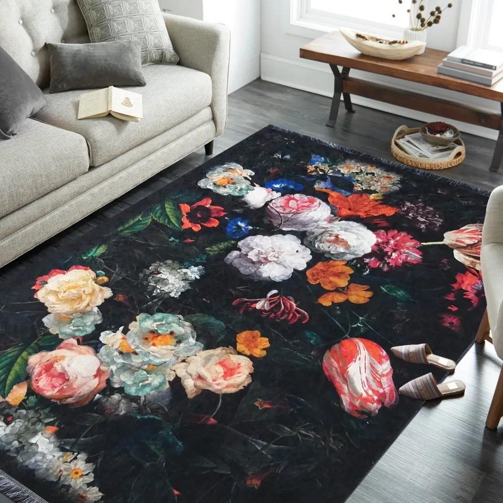 Protiskluzový koberec s okouzlujícím květinovým motivem Šířka: 80 cm | Délka: 150 cm
