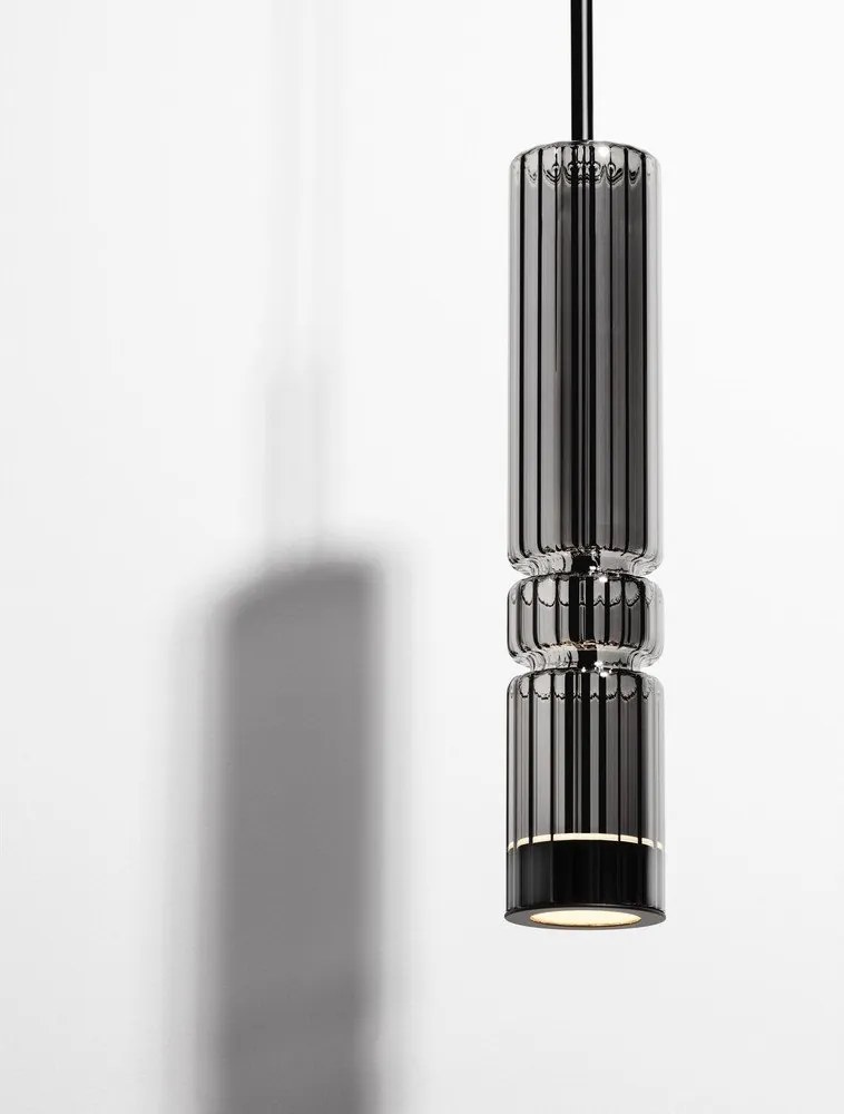 Šedé skleněné LED závěsné svítidlo ø 8 cm Bento – Nova Luce