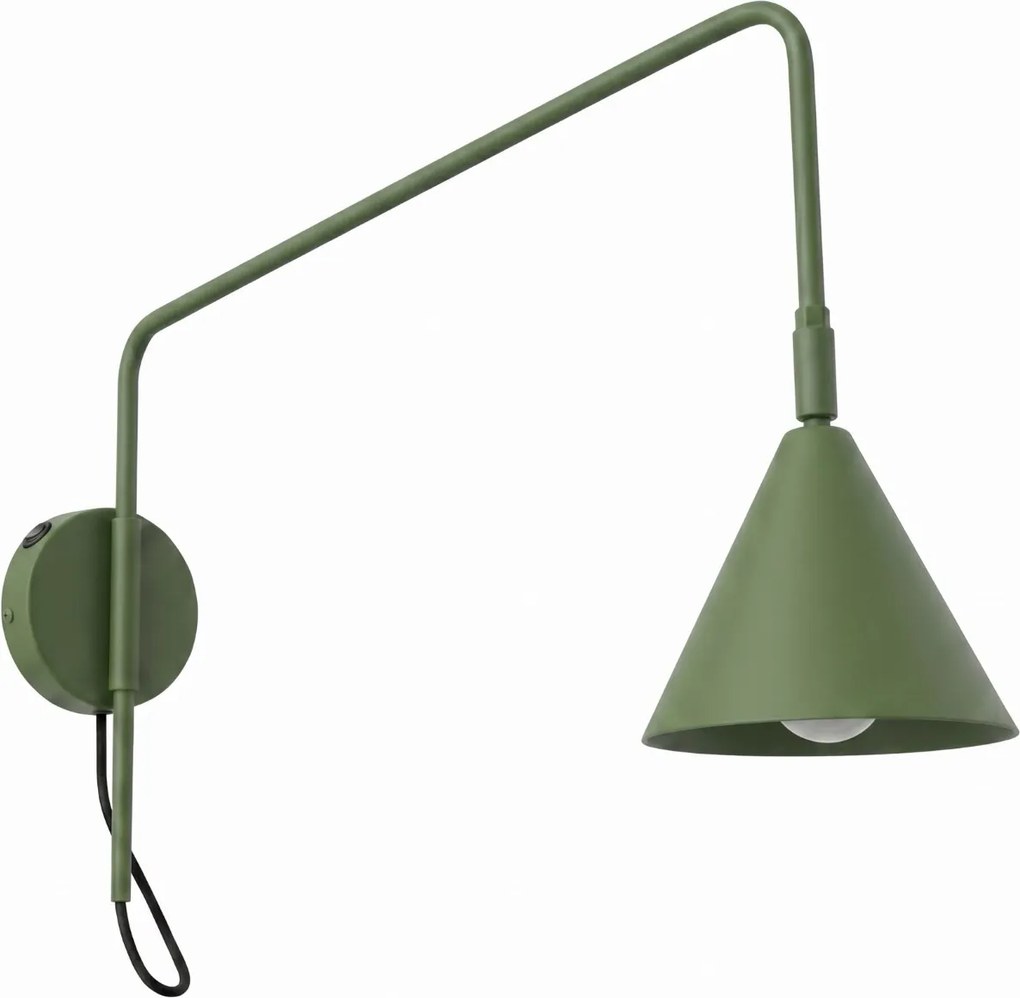 Sollux Lighting Nástěnné svítidlo NOX 1 olivově zelené s vypínačem