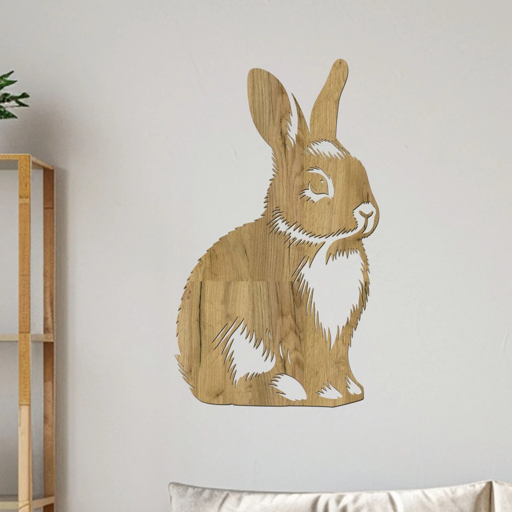 dřevo života Dřevěný obraz Králíka Zvolte rozměr (cm): 23x40, Zvolte barvu dekoru: Černá