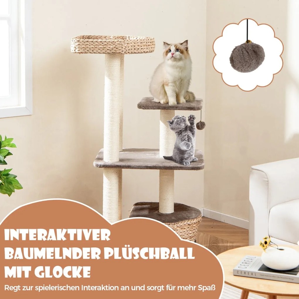 Costway Škrabadlo s Cat Cave a Platforms a Ball a Bied a Cushion Cat Tree