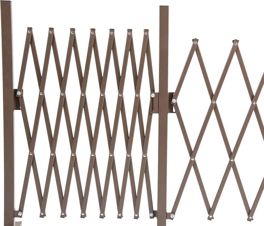 Outsunny Nůžková zábrana Nůžková zábrana výsuvná 52-405cm Zahradní hliníková hnědá H103,5cm | Aosom