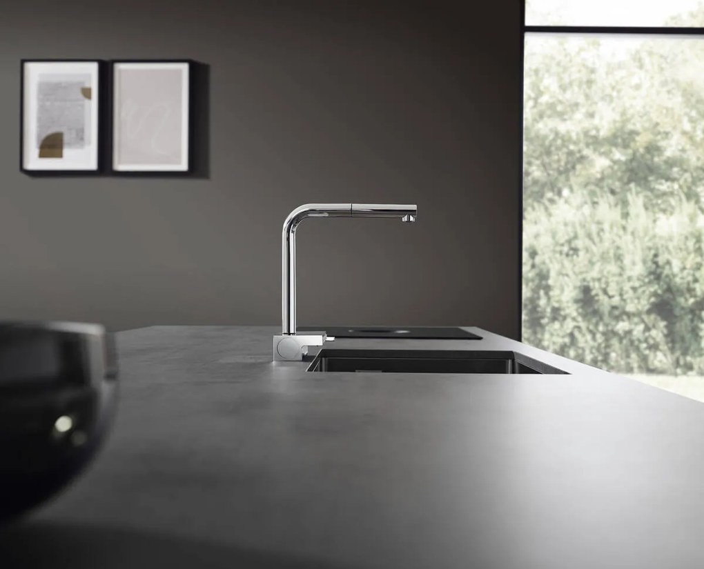 Hansgrohe Aquno Select M81, páková kuchyňská baterie 250, vytahovatelný výtok, 2jet, chromová, HAN-73836000