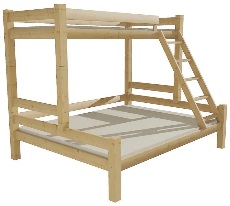 Vomaks Patrová postel s rozšířeným spodním lůžkem 8X8 6A 100/140 x 180 cm surové dřevo