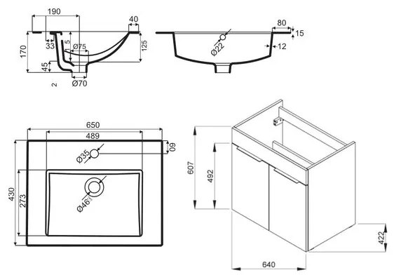 Jika Cube Skříňka s umyvadlem 65 cm, bílá lesk H4536021763001