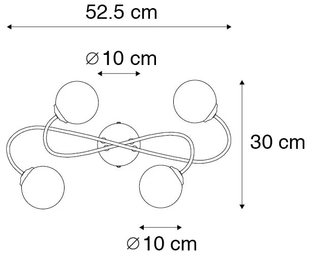 Moderní stropní svítidlo zlaté 4-světlo s kouřovým sklem - Atény