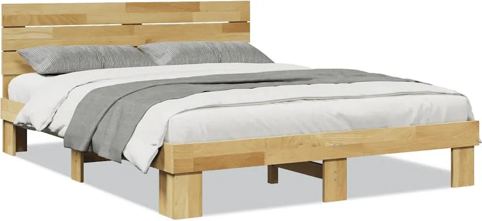 Rám postele s čelem bez matrace 135x190 cm Dubový masiv 3315728