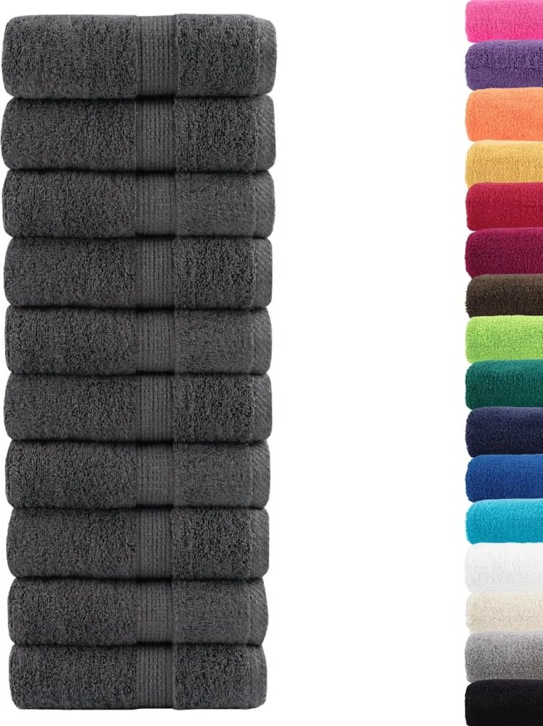 Prémiové ručníky pro hosty SOLUND 10 ks antracitové 30x50 cm 600 g/m² 137154