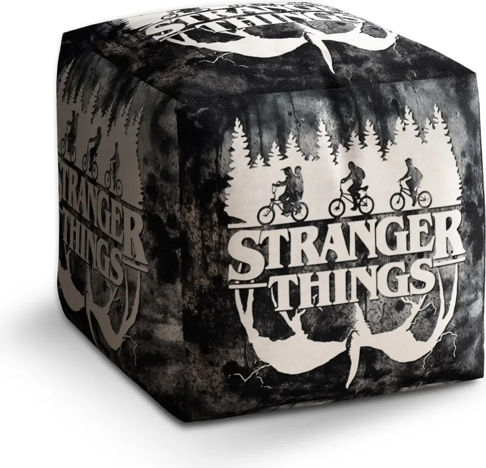 Sablio Taburet Cube Stranger Things White - 50x50x50 cm