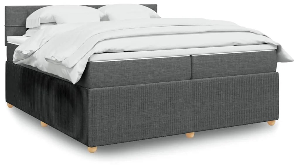 Box spring postel s matrací tmavě šedá 200x200 cm textil 3287564