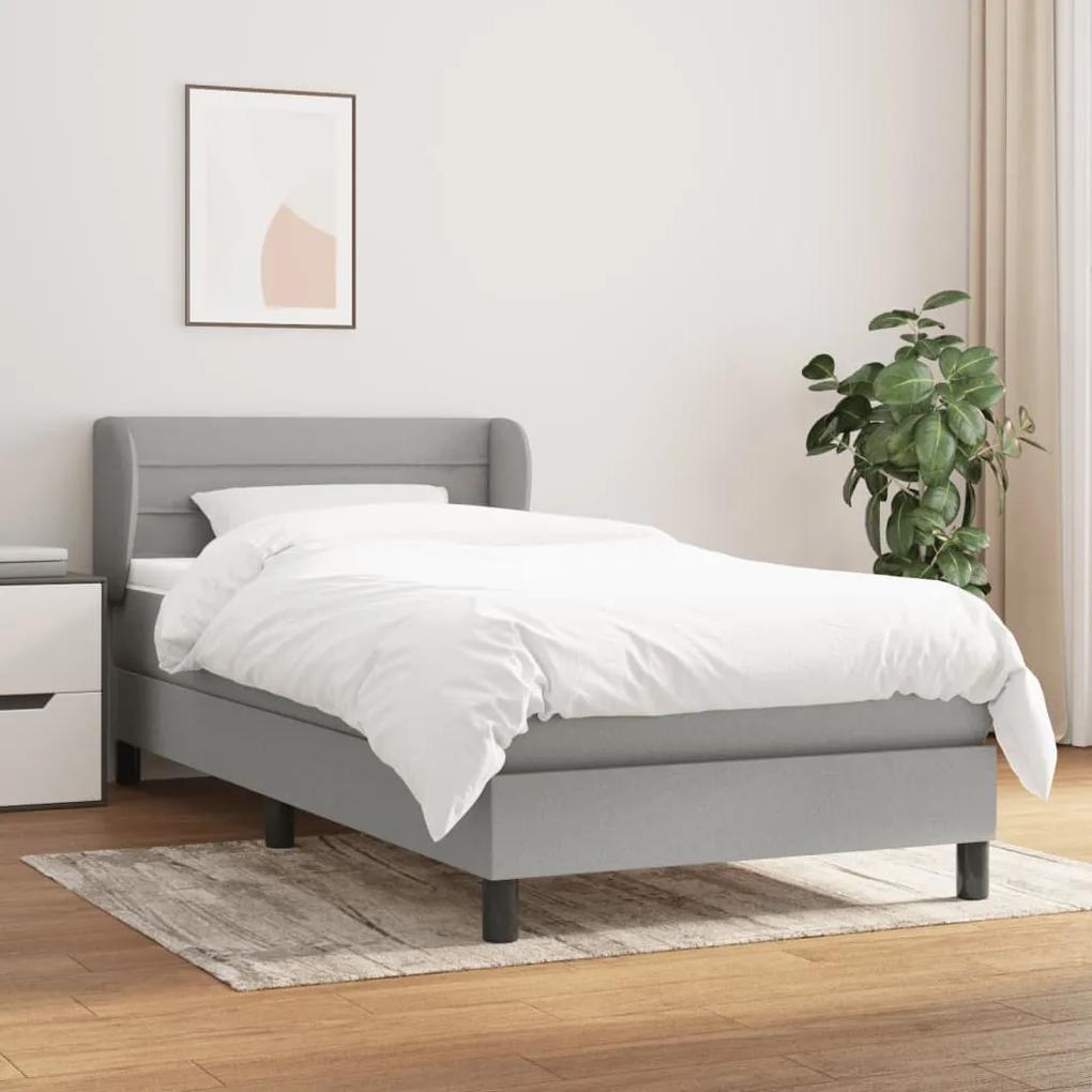 Box spring postel s matrací světle šedý 100 x 200 cm textil,  3126301