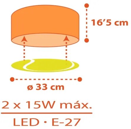 Dalber 41756 - Dětské stropní svítidlo TENNIS 2xE27/15W/230V