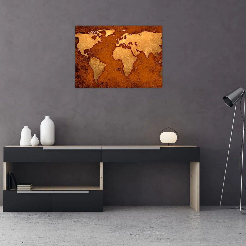 Skleněný obraz - Mapa světa (70x50 cm)