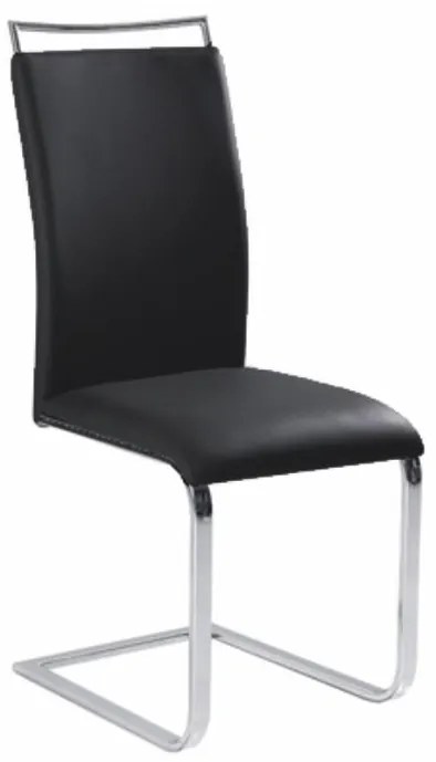 Kovová jídelní židle z ekokůže v černé barvě s moderním podstavcem bez zadní opěry TK127