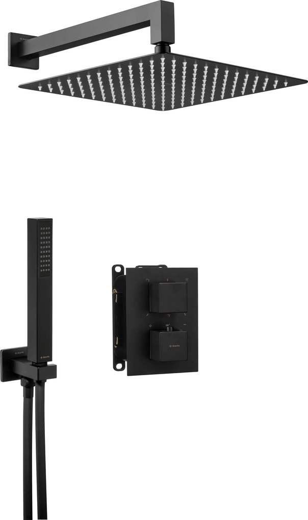 Deante Deante, podomítková termostatická sprchová sestava + BOX, čtvercová, černá, BXYZNEAT