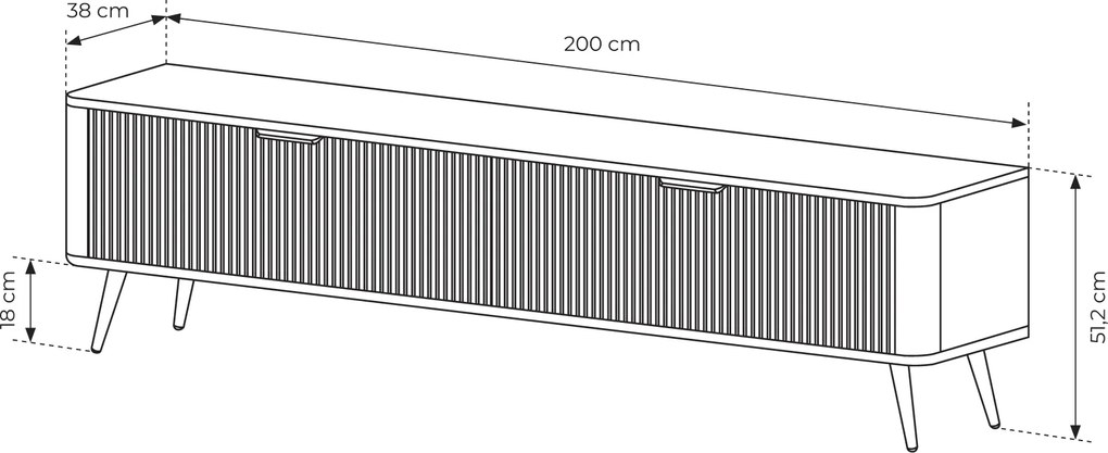 ALFASHOP LANTE černá televizní stolek 200