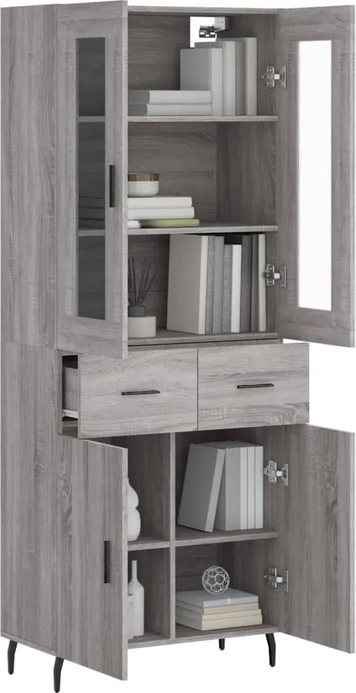 Skříň highboard šedá sonoma 69,5 x 34 x 180 cm kompozitní dřevo 3198551