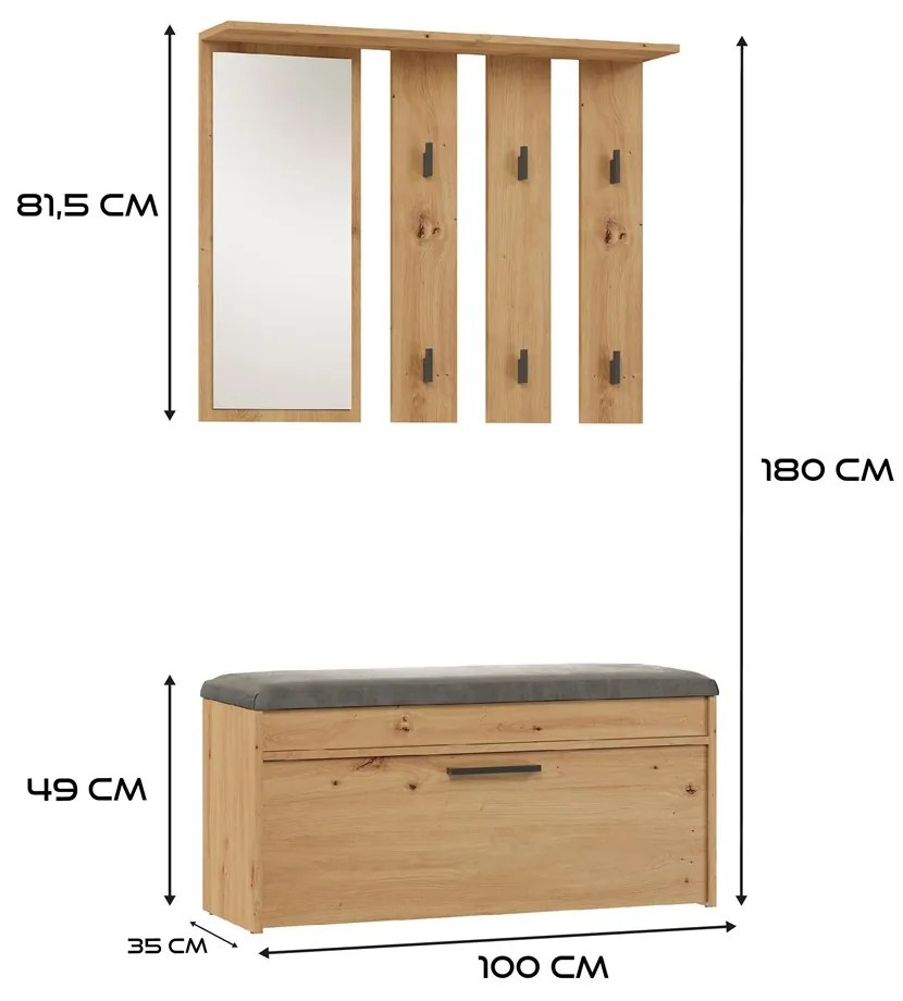 FALCO Předsíňová sestava Pargas Odstín: Dub sonoma