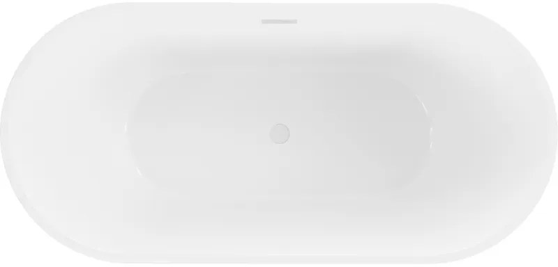 Mexen Luna, volně stojící vana 150 x 75 cm, bílá-černá, bílý přepad, 52031507575-20