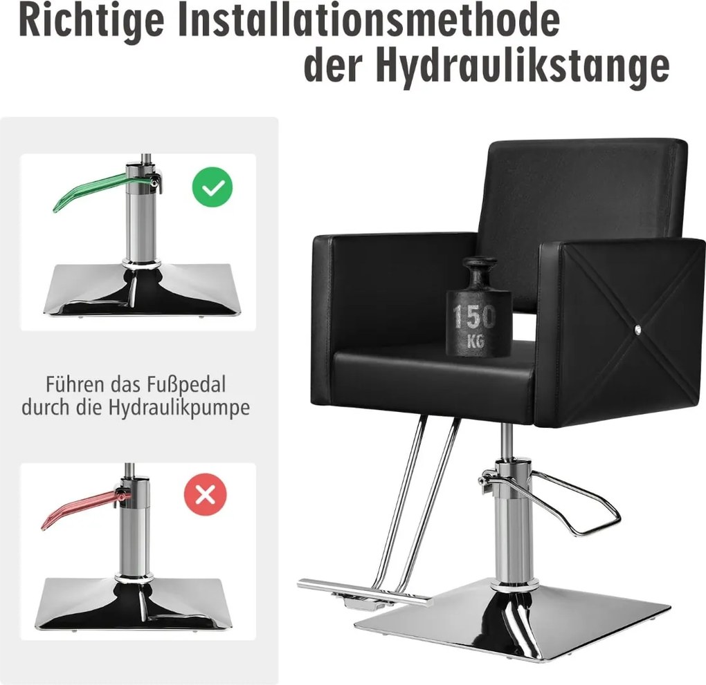 Costway Kadeřnické křeslo výškově nastavitelné kadeřnické křeslo s hydraulickou