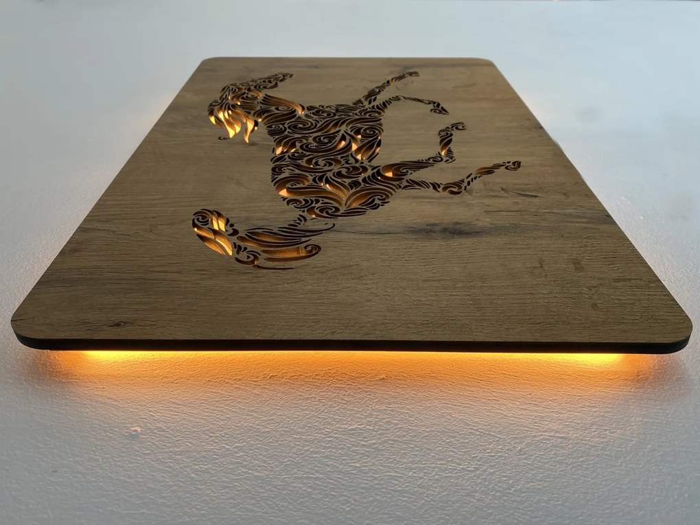 Li-Go "Kůň ve cvalu" světelný obraz 230V 62x42 cm provedení povrchu: dub světlý