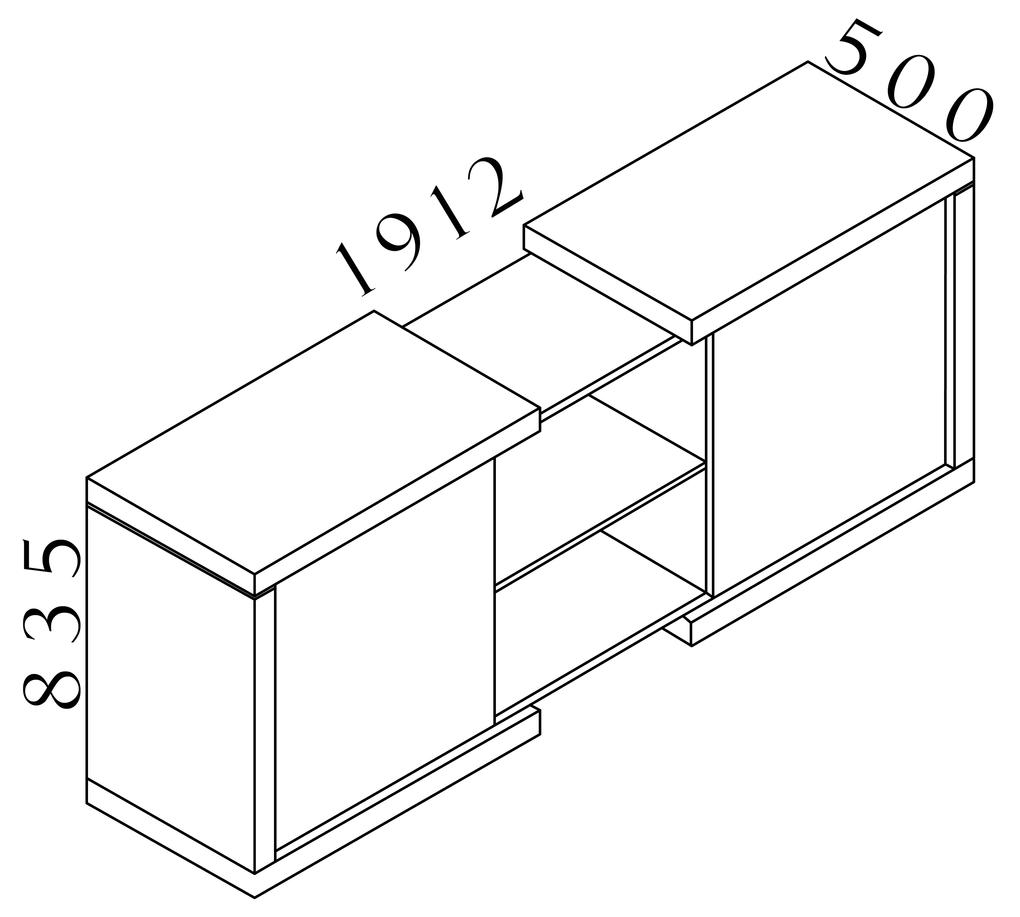 Manažerská skříň SOLID, 2 dvéřová, (police ve všech sekcích), výška 83,5cm, délka 191,2cm