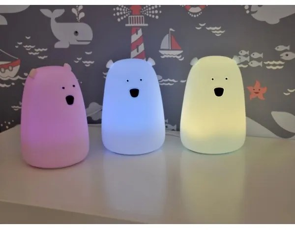 LED RGB Dětská dotyková lampička BEAR LED/0,8W/5V modrá