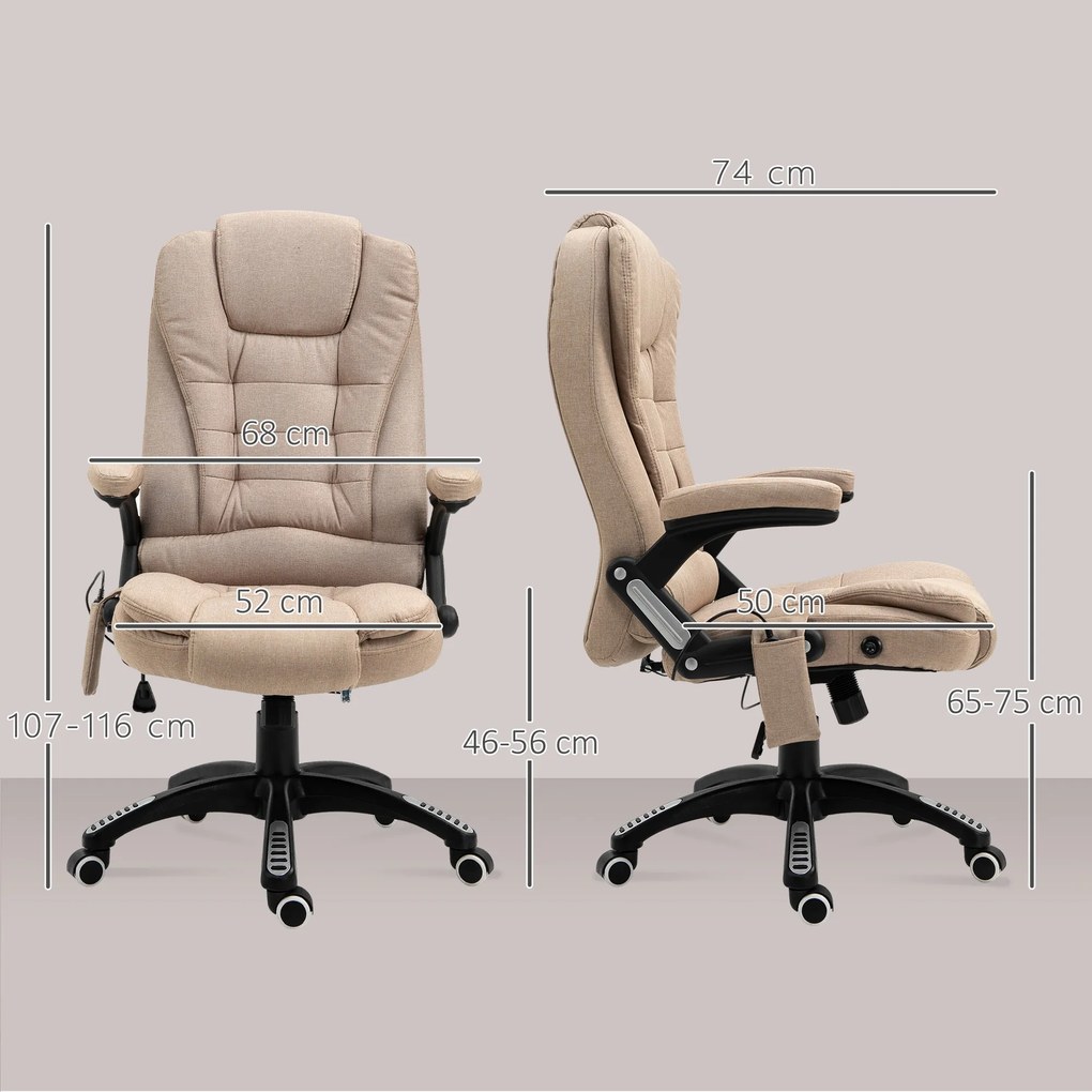 Kancelářská židle Vinsetto s vibrační masáží, ergonomická kancelářská židle s vyhříváním a funkcí polohování, výškově nastavitelná manažerská židle s…