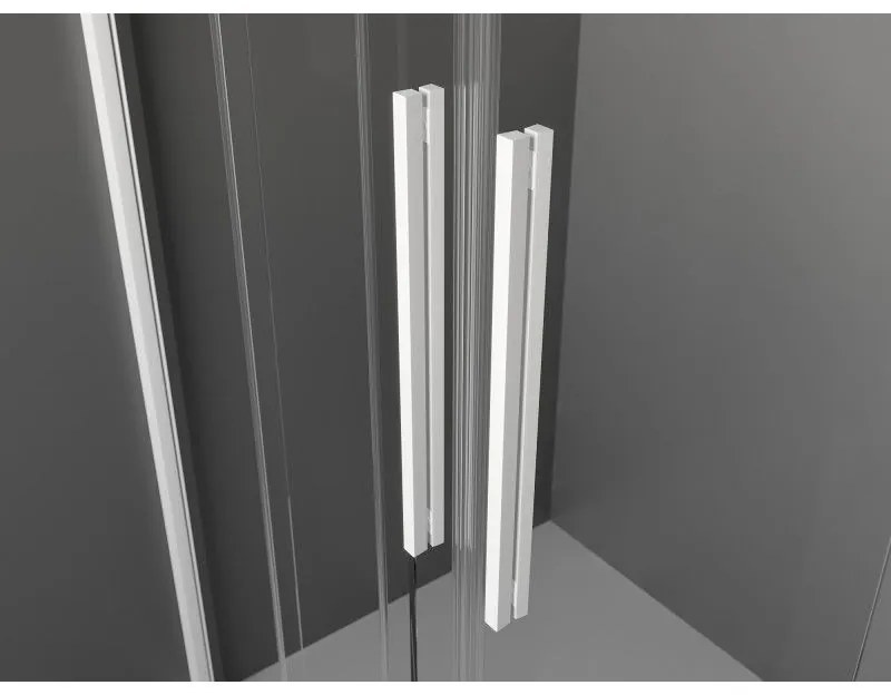 Mexen Velar L Duo, sprchový kout s posuvnými dveřmi 90 x 80 cm, 8mm čiré sklo, bílá matná, 871-090-080-02-03-20