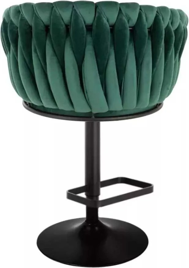 LuxuryForm DESIGN Barová židle NORDEN VELUR na černé kulaté podstavě - zelená