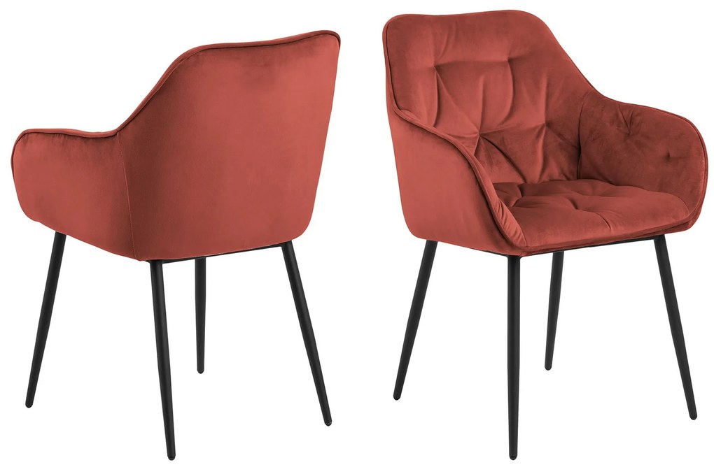 ACTONA Sada 2 ks − Židle s opěrkou Brooke červená 83 × 58 × 55 cm